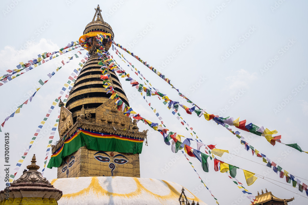 Swayambhunath stupa in Nepal. Swayambhunath is one of the most sacred ...