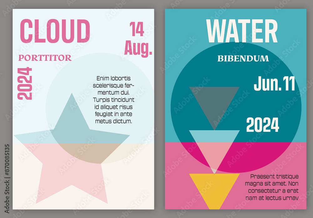 Flyer A4 Template with Simple Overlapping Geometrical Shapes Flat Color ...