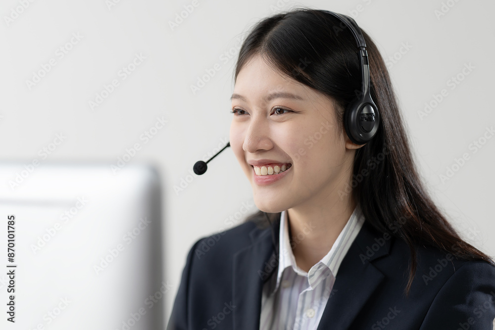 Contact center and customer service using headphones concept, beautiful ...