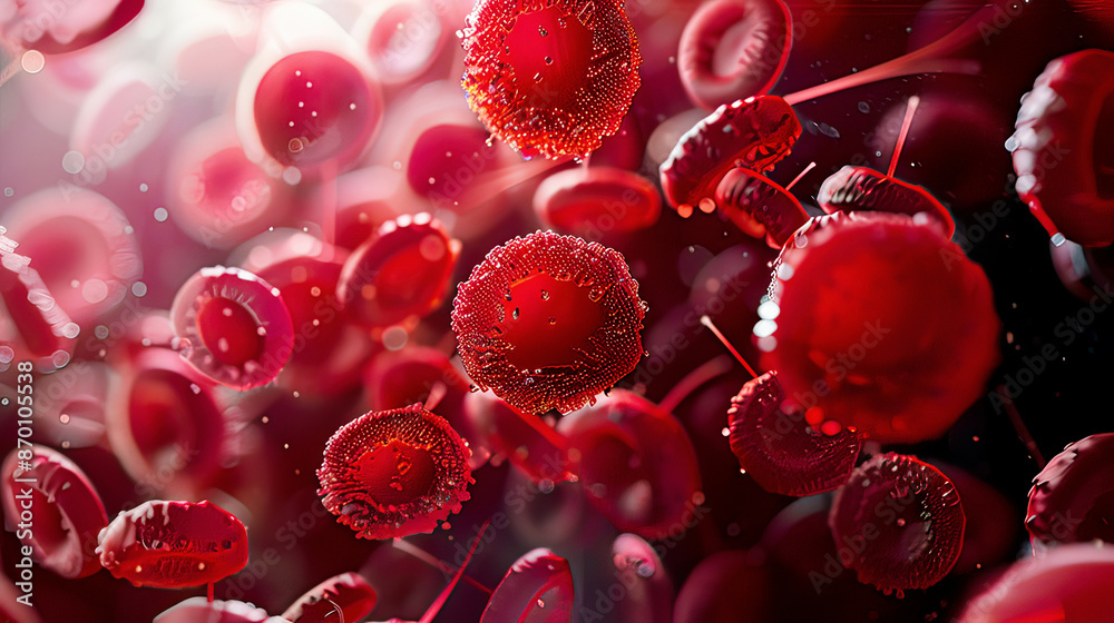 Detailed 3D rendering of electron microscopic red blood cells ...