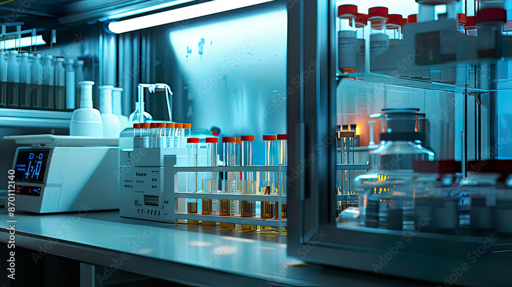 Poster, Foto Scene of adding samples inside a biosafety cabinet sterile ...