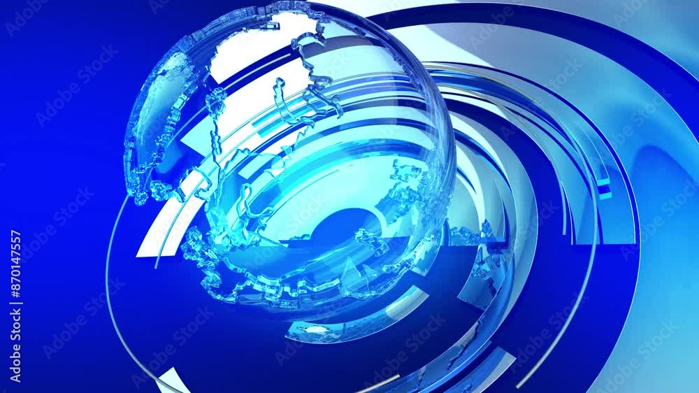 3D World News Background Loop, digital world breaking news Studio ...
