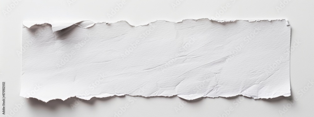 A single sheet of white paper with a torn edge on the left side lies on ...