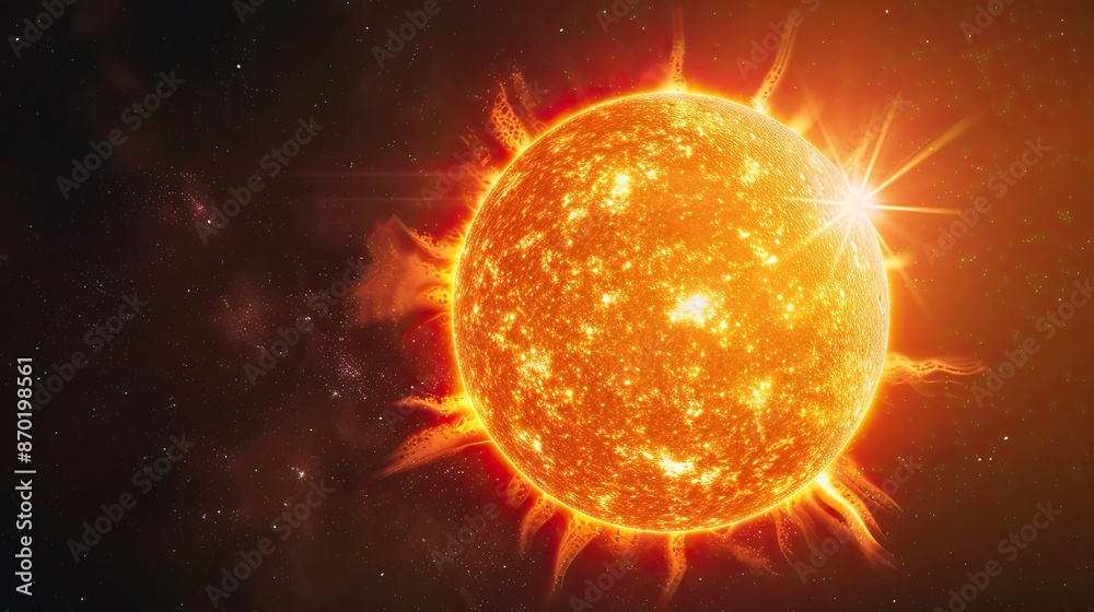 Sun solar flare flat design front view theme space animation Triadic ...