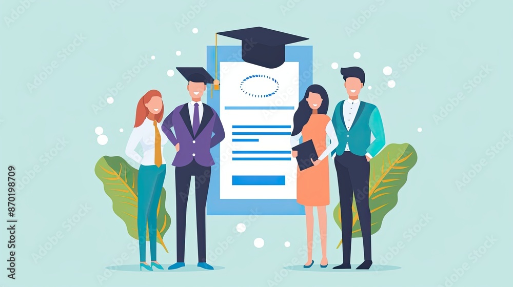 Professional development certification flat design front view theme ...