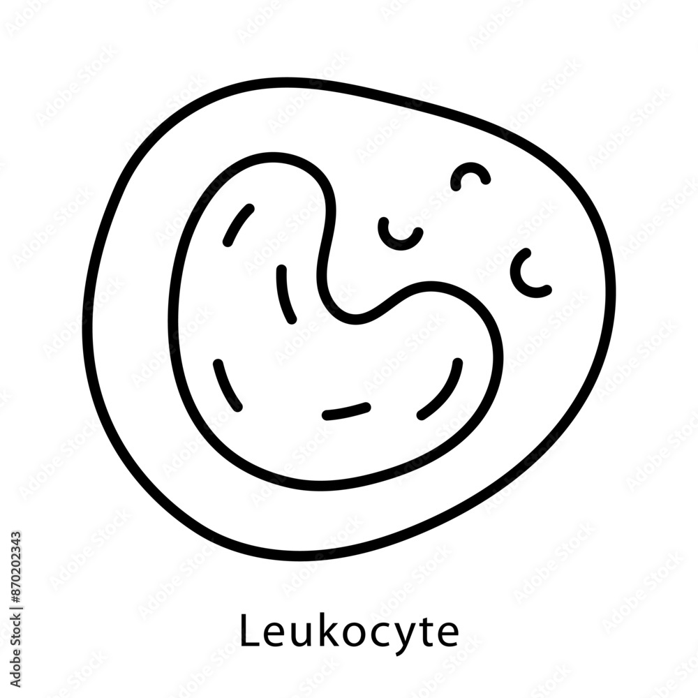 Leukocyte cell, line icon. White blood cell, immune cell, immunocytes ...