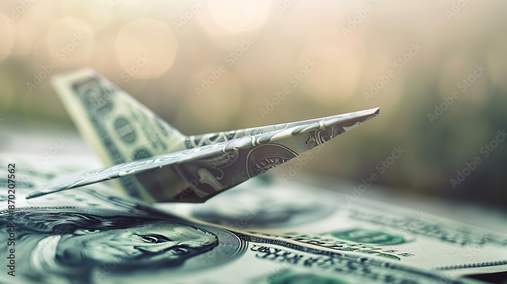 Dollar bill paper airplane as a powerful symbol of financial freedom ...