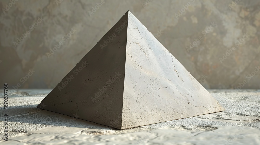 Geometric Shape: Truncated Pyramid Structure on Neutral Background ...
