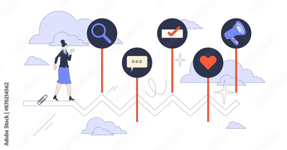 User journey mapping for software usage tiny person neubrutalism ...