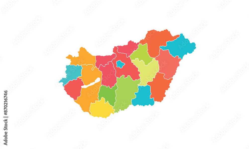Map of Hungary isolated modern colorful style. for website layouts ...