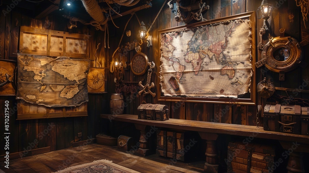 A nautical escape room on a pirate ship, complete with maps, treasure ...
