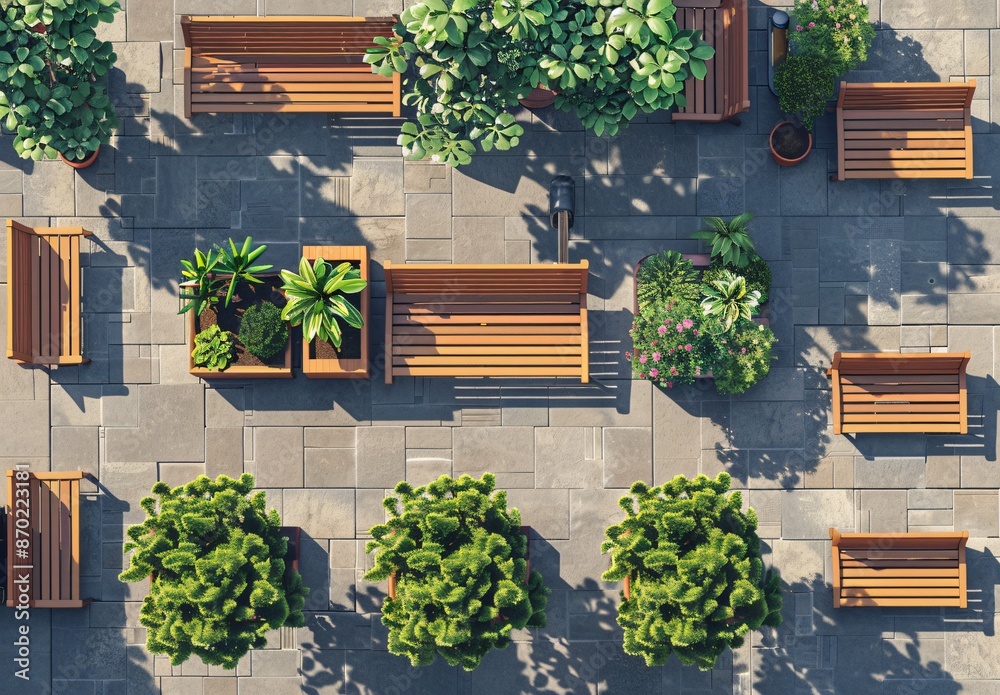 wooden landscaping Collection vector plan view symbols Set benches top ...