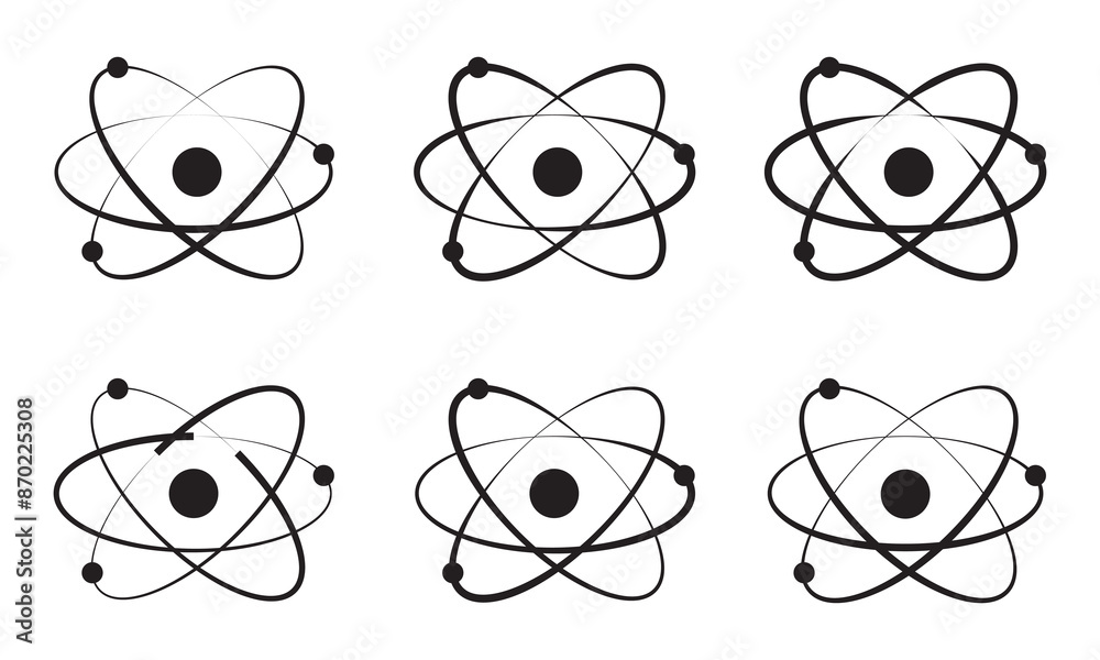 atom icon set. molecule nucleus science vector symbol. proton, or ...