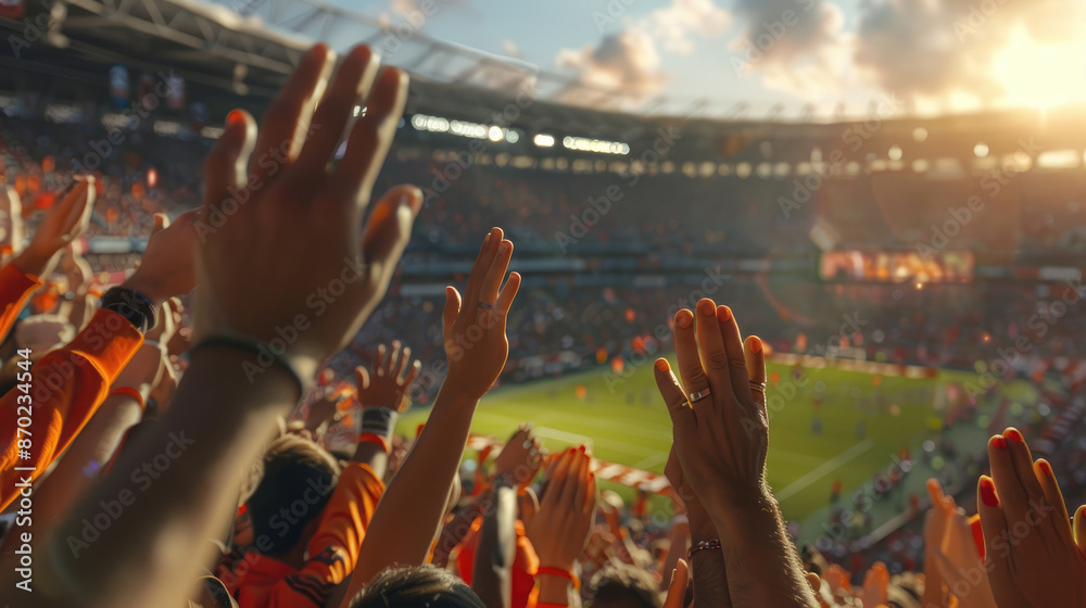 Crowd of Football Enthusiasts Cheering and Clapping in Stadium Stock ...