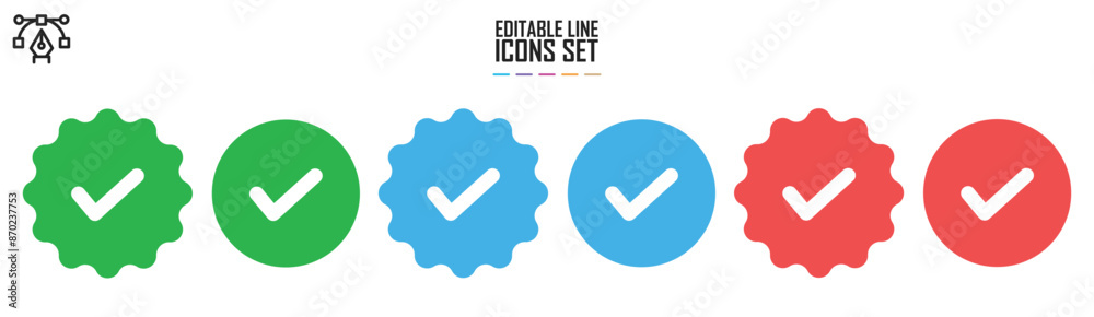 Verified badge icon tick symbol vector approved check mark icon. Blue ...