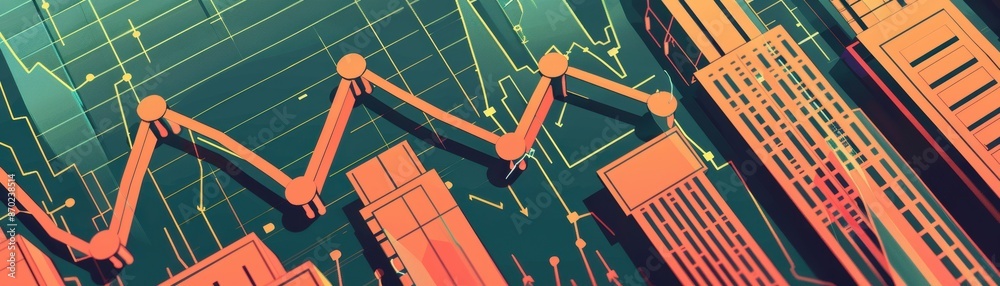 Infographic showing economic decline with downward graphs, advanced ...