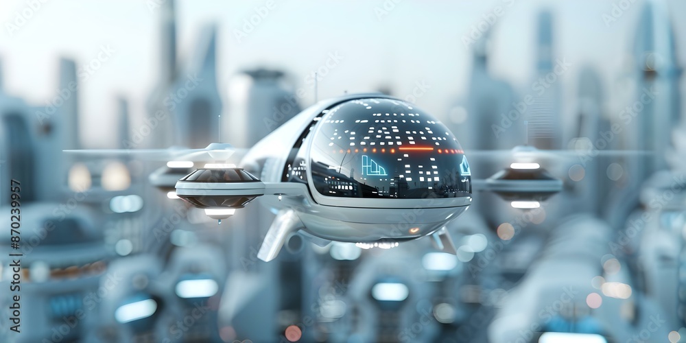 Futuristic smart city concept with quadcopter EVs for public ...