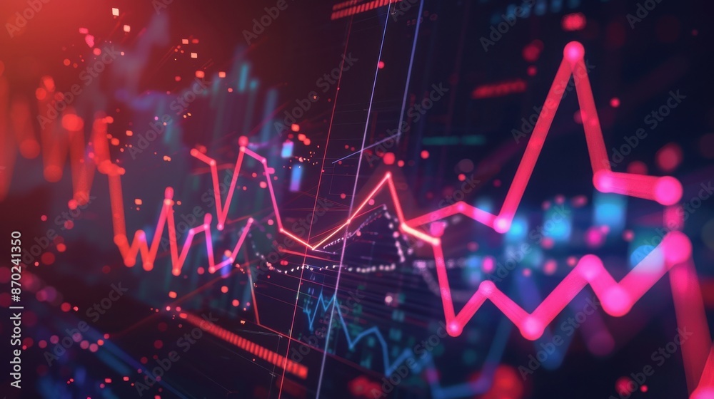 Wealth accumulation graph with rising lines, scifi tone, triadic color ...