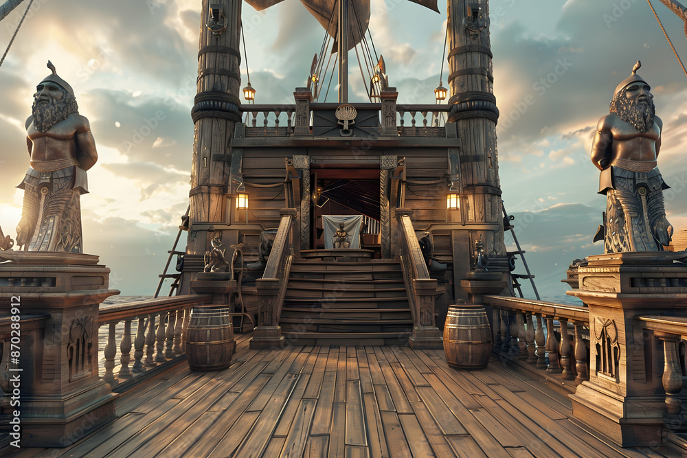 Foto de A wooden pirate ship deck with stairs leading to the door ...