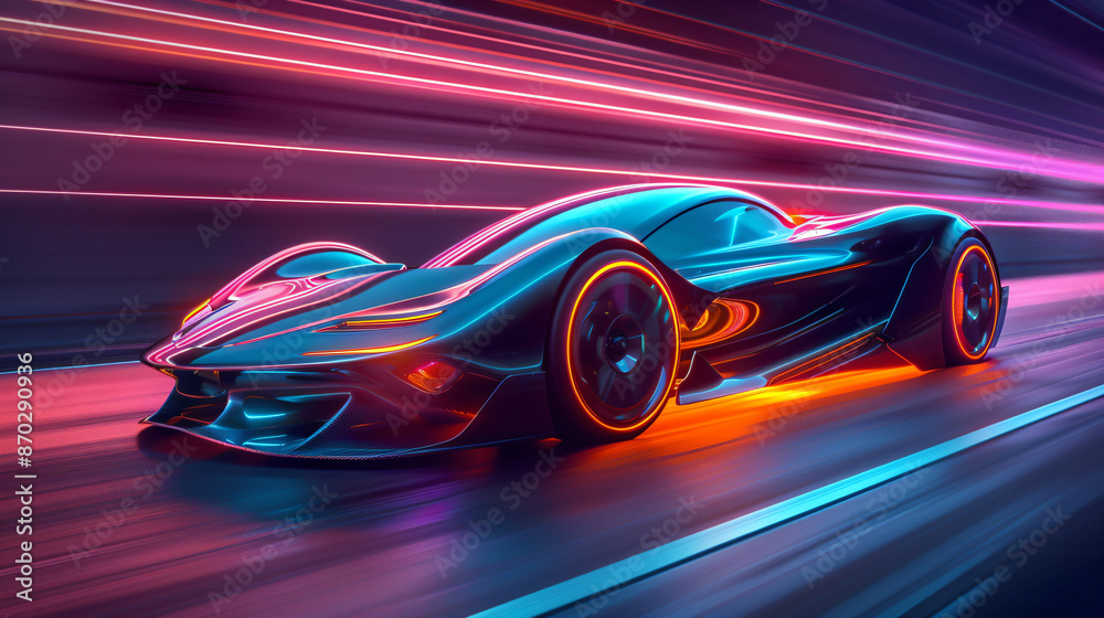 Trends in car aerodynamics theme, front view, illustrate sleek and ...