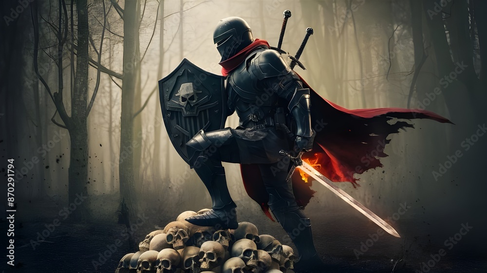 mage of a knight templario metallic black armor (The Black Knight ...