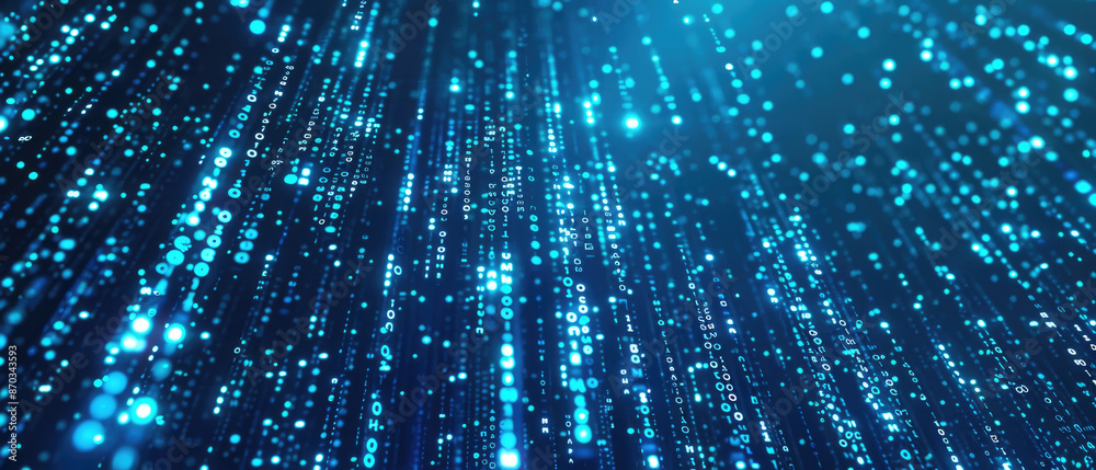 binary code with blue shining light effect illustration digital ...