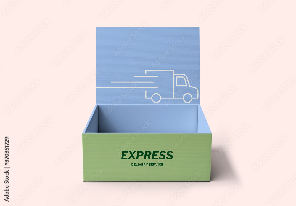 Open Delivery Box Mockup With Generative AI Stock Template | Adobe Stock