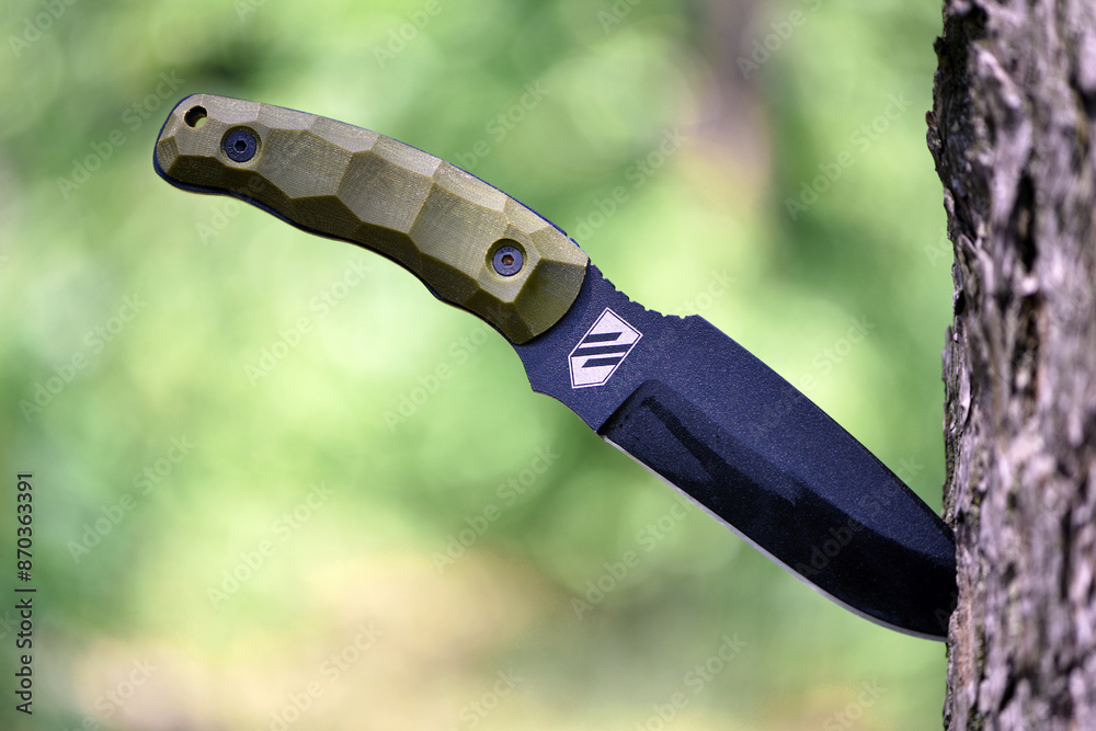 Ukraine, Kyiv. 20.06.2024. combat knife. the knife will stick in the ...