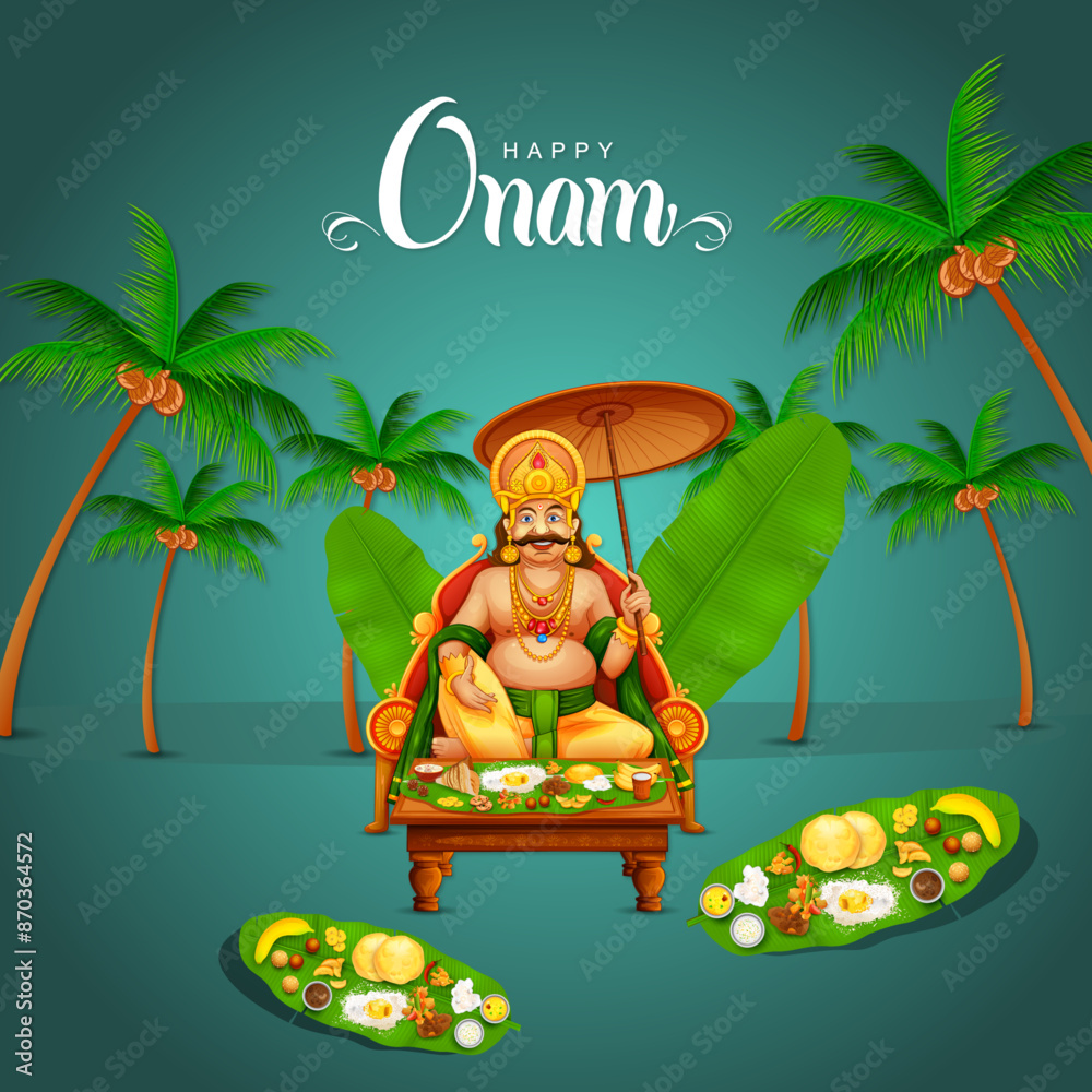 Vector illustration design of happy onam celebration with mahabali or ...