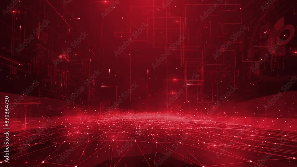 Red Plexus tech particles background is a hi-tech digital dot line particle background, future ...