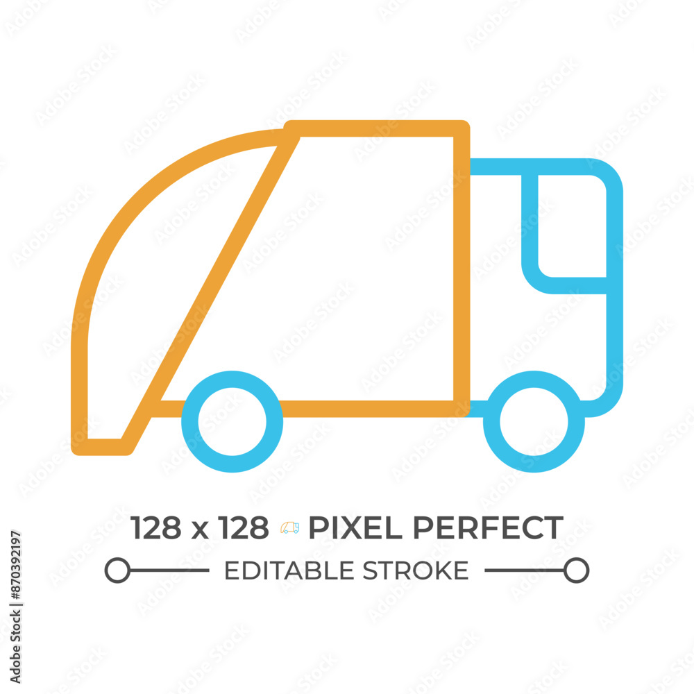 Waste disposal two color line icon. Garbage management. Transportation ...