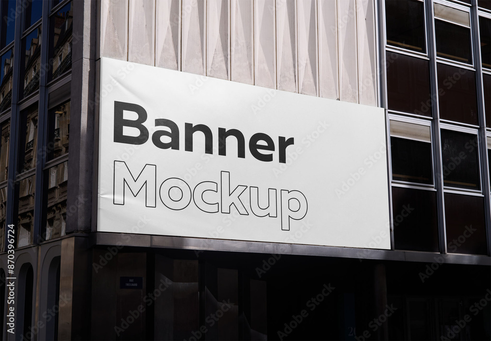 Mockup Of Customized Banner On Building Stock Template | Adobe Stock