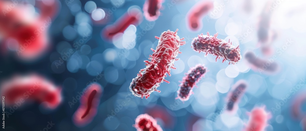 Airborne disease, microscopic pathogens, health risk, floating bacteria ...