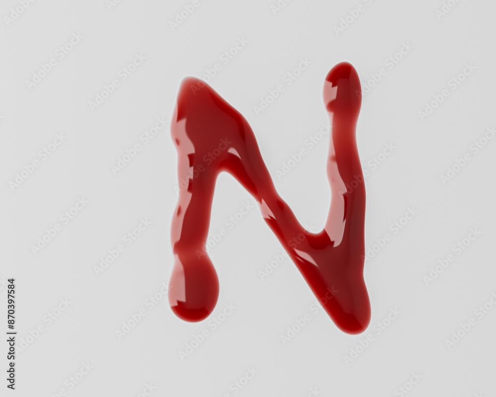 Letters made of red blood like liquid. 3d illustration of red alphabet ...