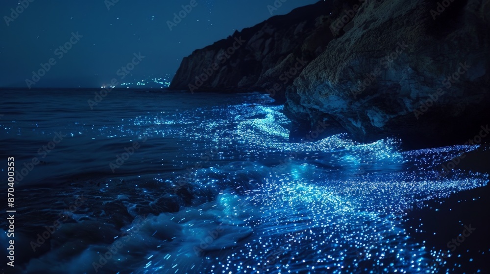 At night, the ocean shimmers with bioluminescent light, a magical ...