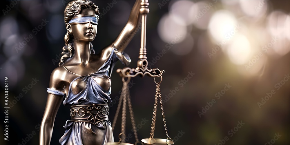 Themis statue with closed eyes holding metal scales of justice ...