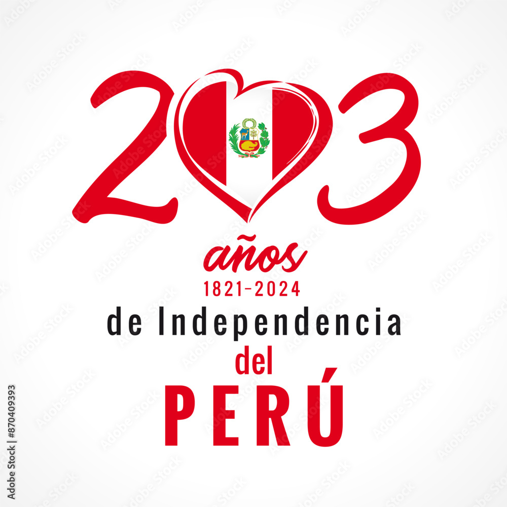 203 anos de Independencia del Peru. Translation - 203 years of ...