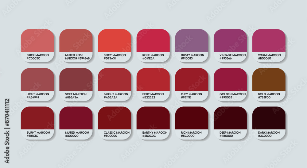 Grafika wektorowa Stock: Maroon Color Palette, Red Maroon Color Guide ...
