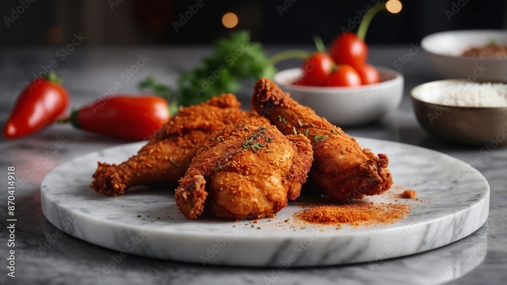 Crispy chicken sprinkled with chili powder, spicy crispy chicken ...