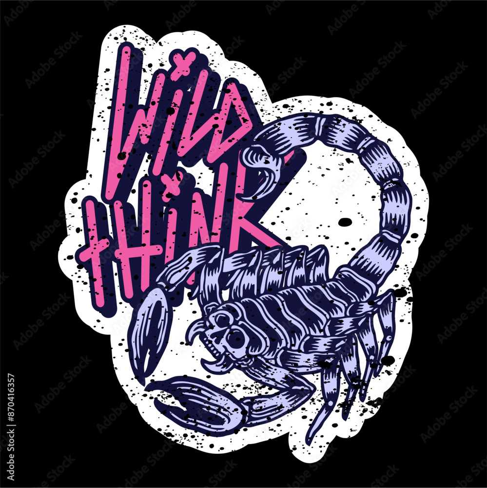 vector artwork illustration tracing scorpion head human skull with ...