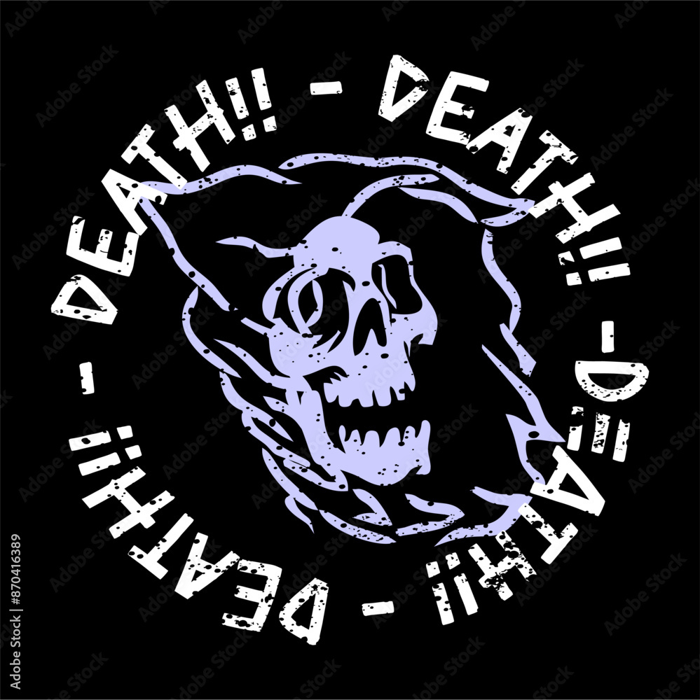vector illustration grim reaper skull skeleton with lettering text ...