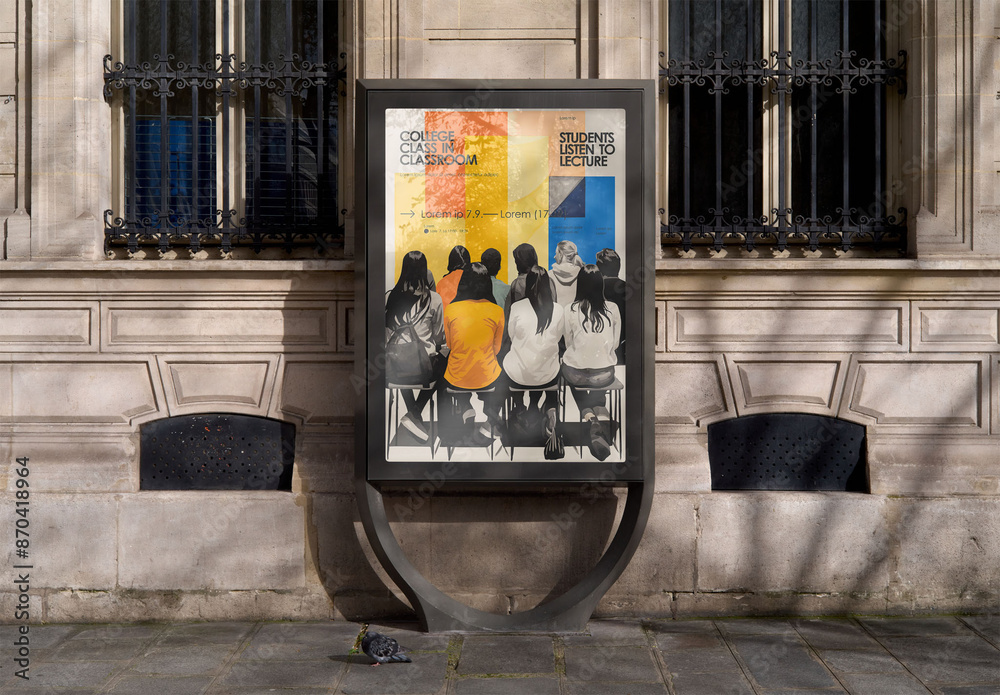 Mockup Of Customizable Poster Outside Building Stock Template | Adobe Stock