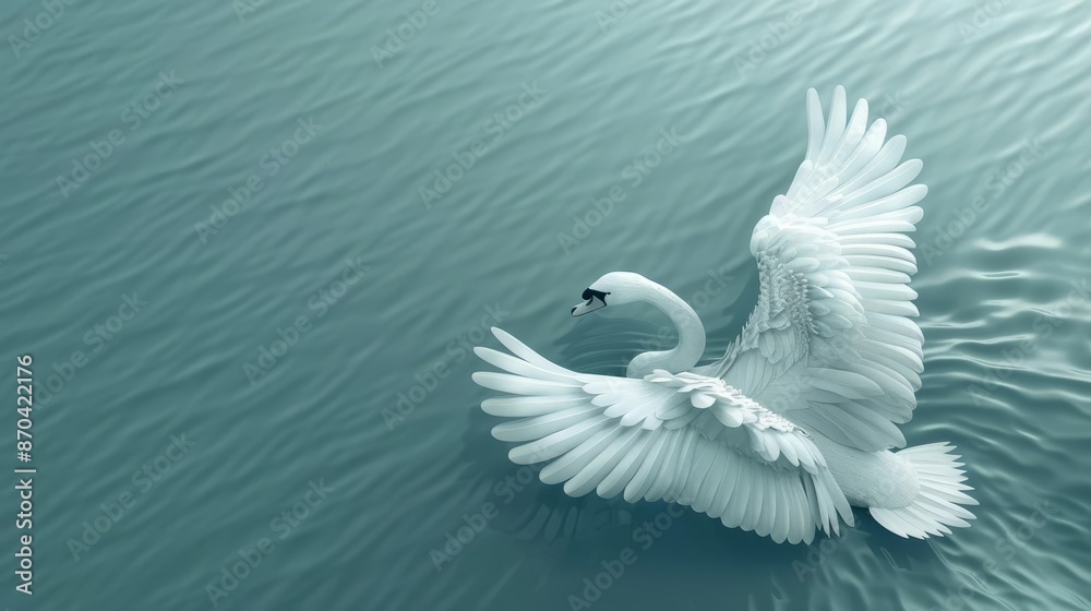 Graceful swan flat design top view lake theme 3D render Complementary ...