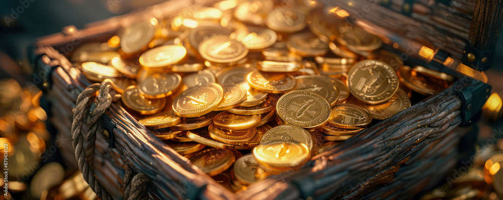 Pirate Ship Treasure Chest Overflowing With Gold Coins, A Glimpse into ...