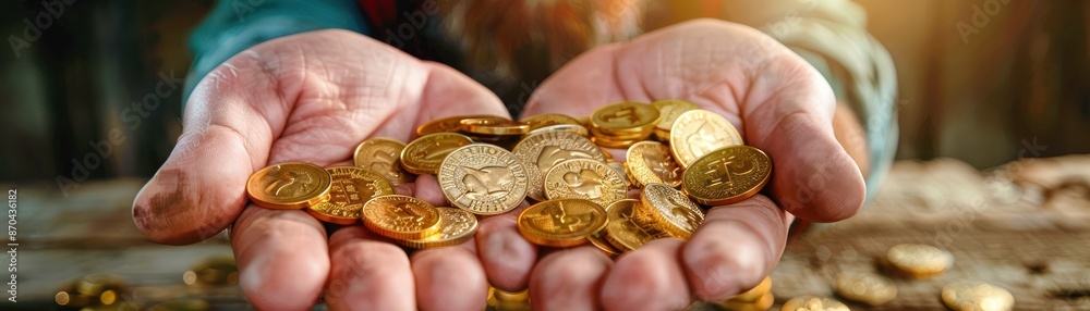 Pirate Captain Counting Gold Coins in Dimly Lit Cabin A Symbol of ...
