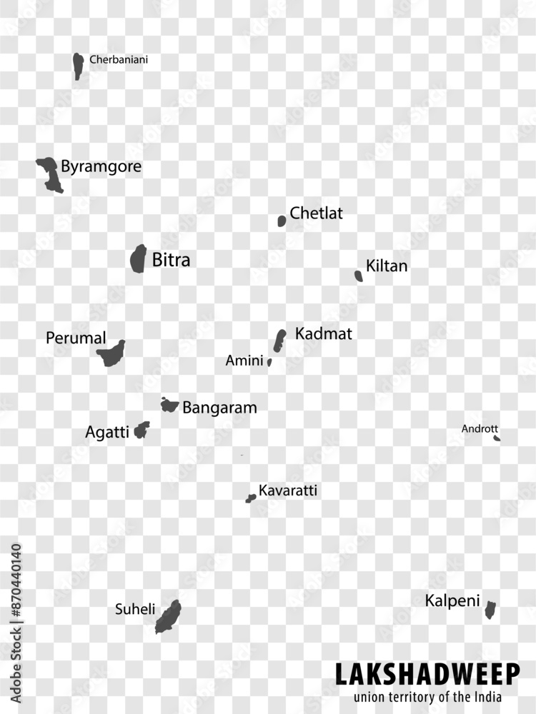 Blank map Lakshadweep islands of India. High quality map of Lakshadweep ...