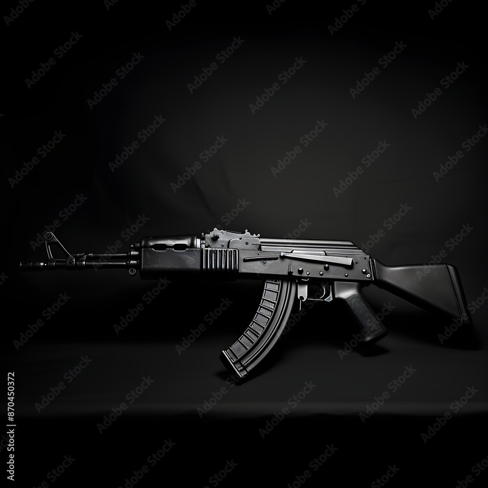 Monochromatic Elegance: AK-74 Rifle in Stark Black and White Stock ...