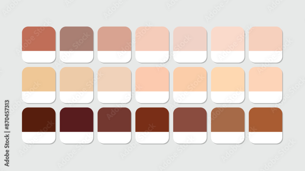 skin tones Color Guide Palette with Color Names. Example of skin tones ...