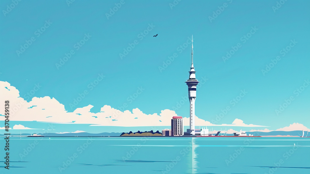 Risograph riso print travel poster, card, wallpaper banner illustration ...