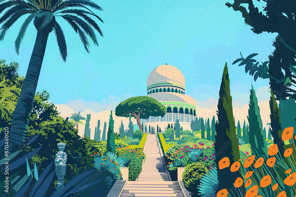 Risograph riso print travel poster, card, wallpaper banner illustration ...